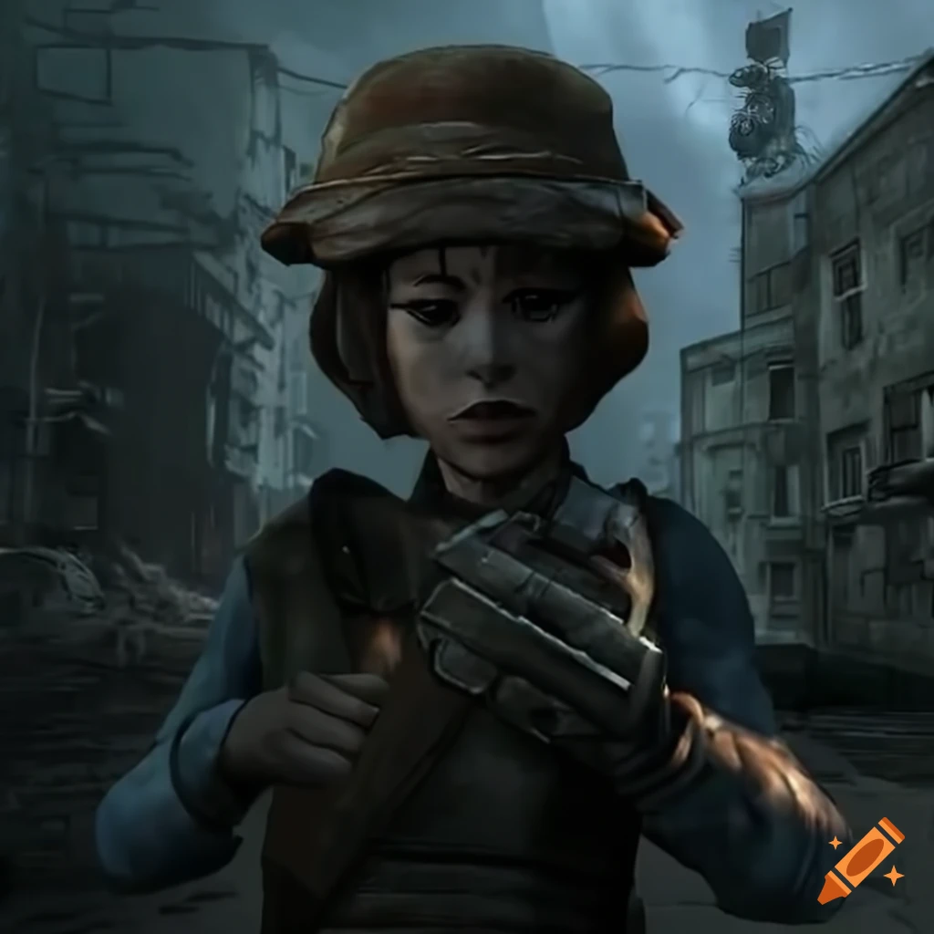 Post-apocalyptic game set in a Russian town on Craiyon