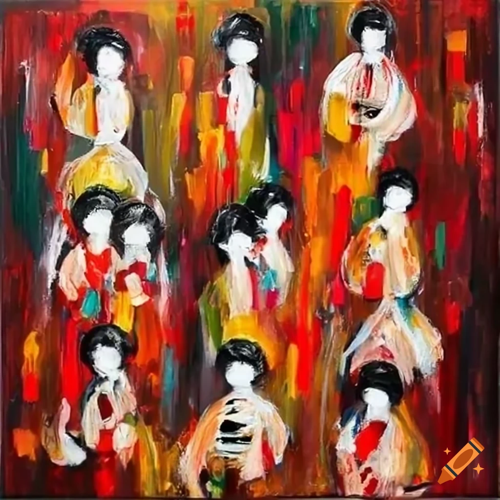 Abstract art of mechanical dolls dancing on Craiyon