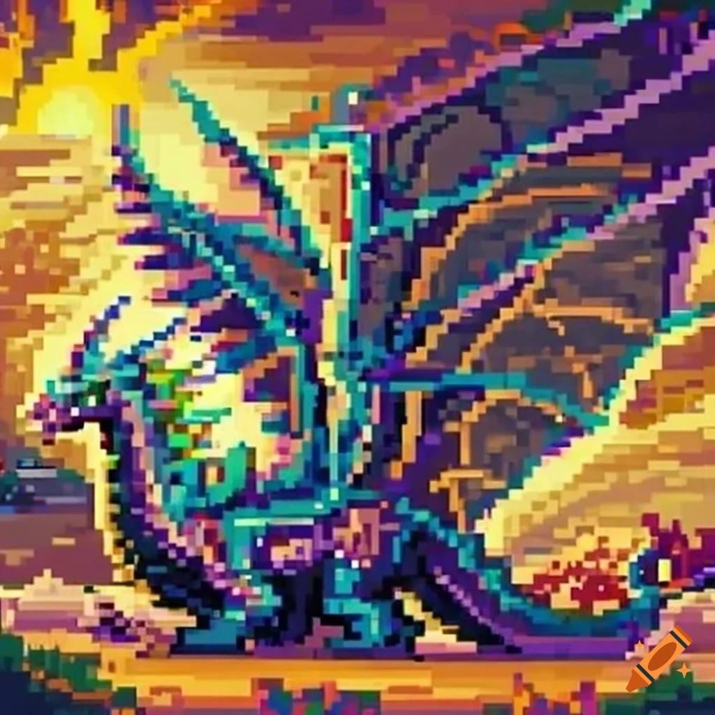 Pixel art of a majestic dragon on Craiyon
