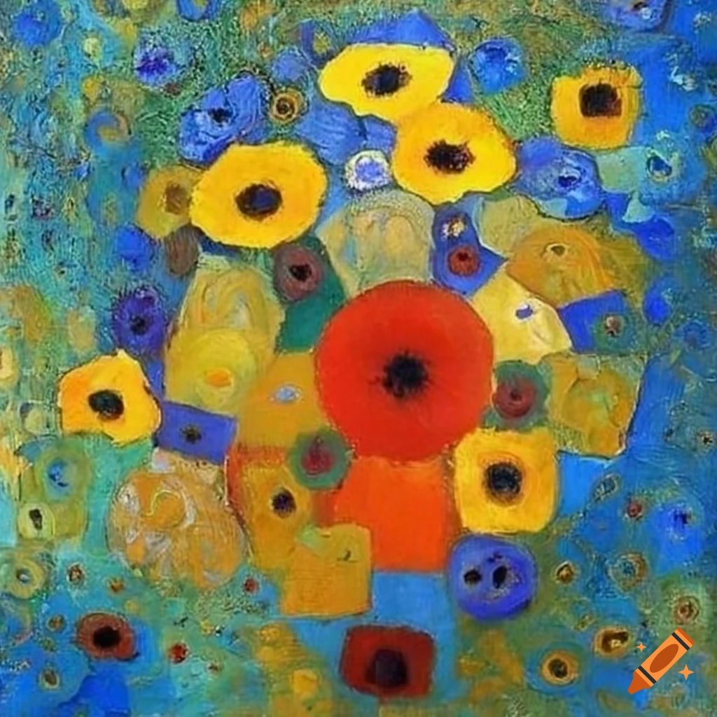 Abstract spring flora painting by gustav klimt on a white background on ...