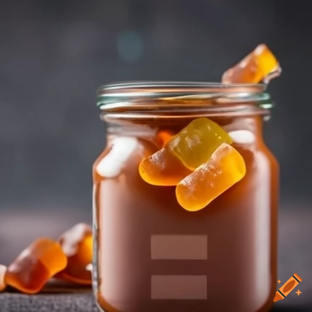 Jar of brown caffeine gummies