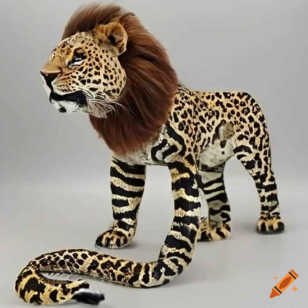 Fusion of a lion, zebra, monkey, snake, and leopard on Craiyon
