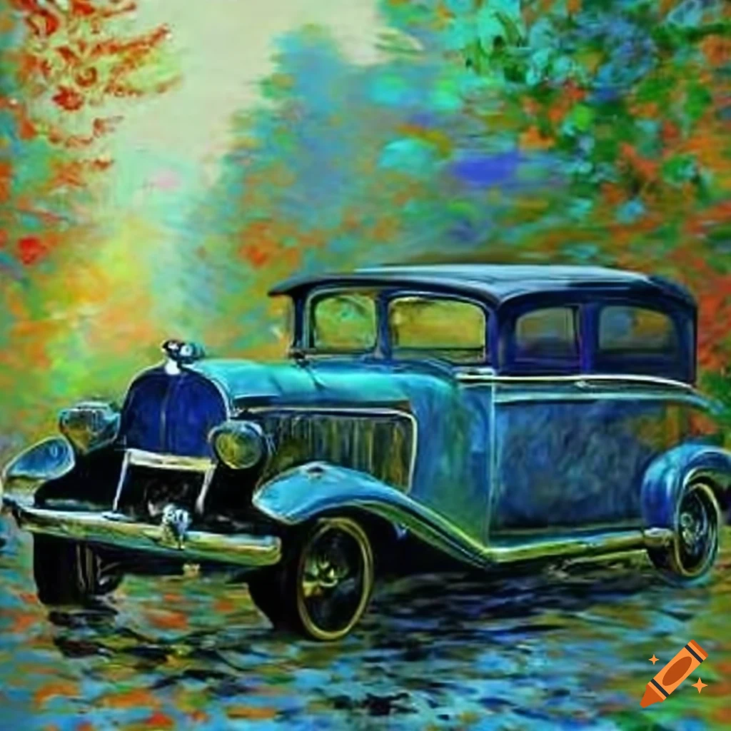 Monet's painting of an old car on Craiyon