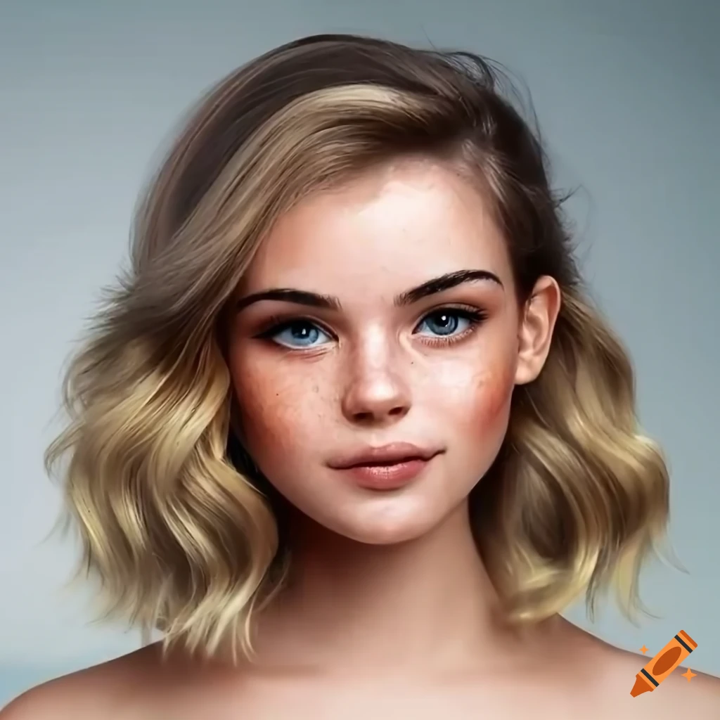 Portrait Of A Young Woman With Freckles And Wavy Hair On Craiyon