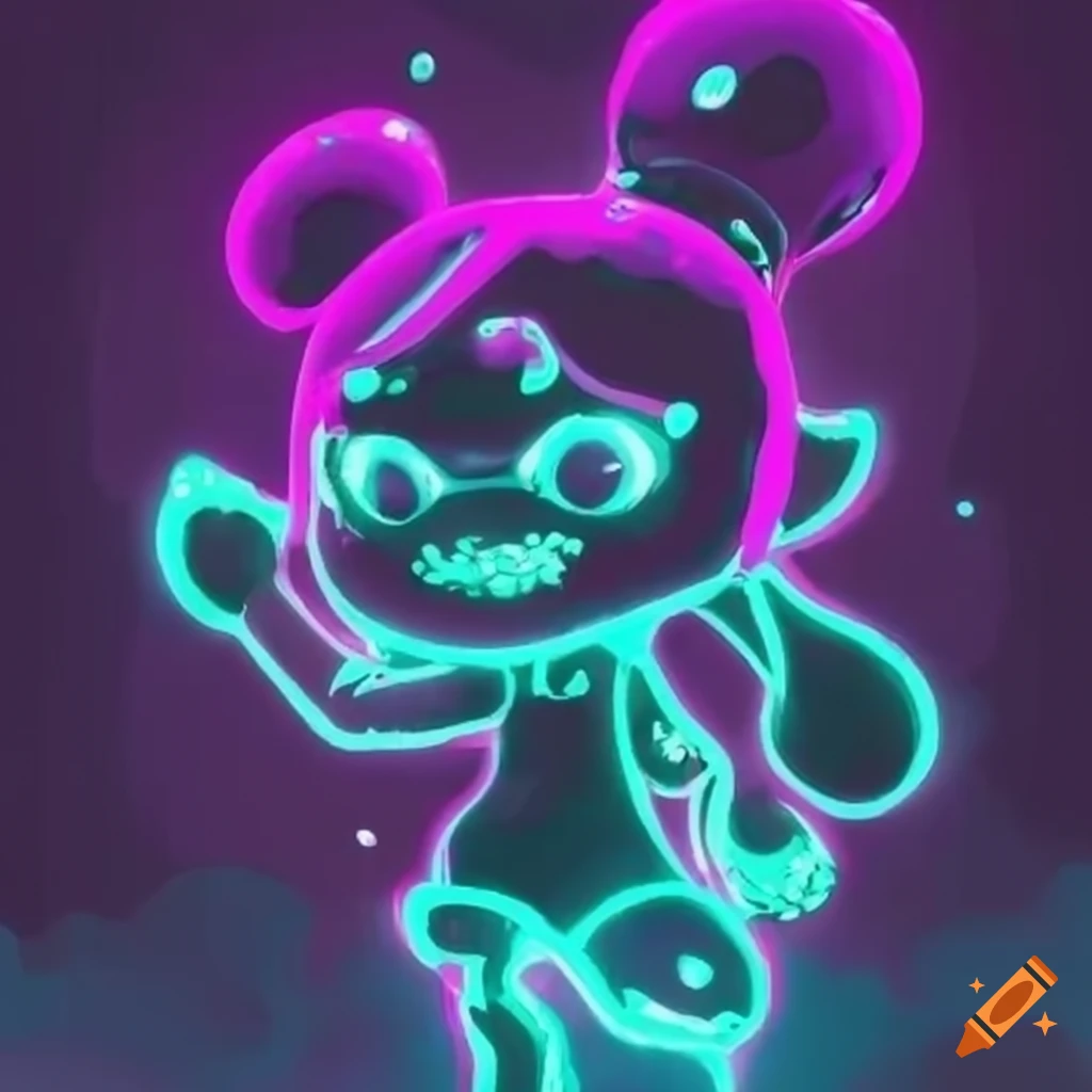 Neon slime spot in splatoon style on Craiyon