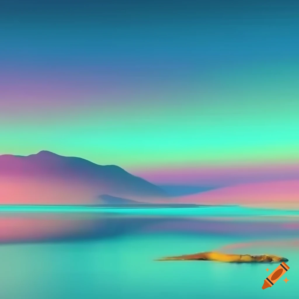 Pastel gradient landscape with a penguin on Craiyon