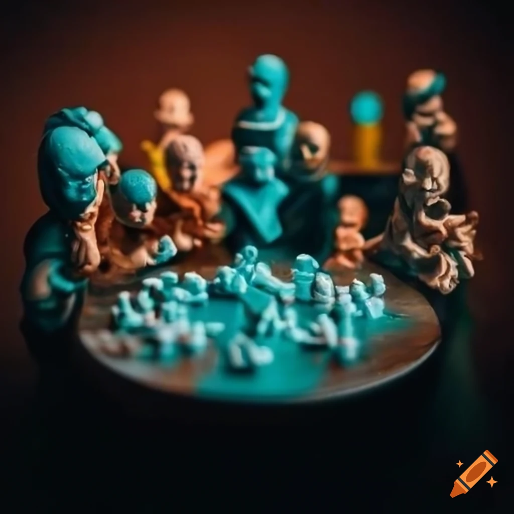 People playing tabletop miniature game