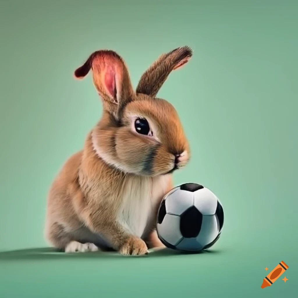 Easter Bunny Playing Football