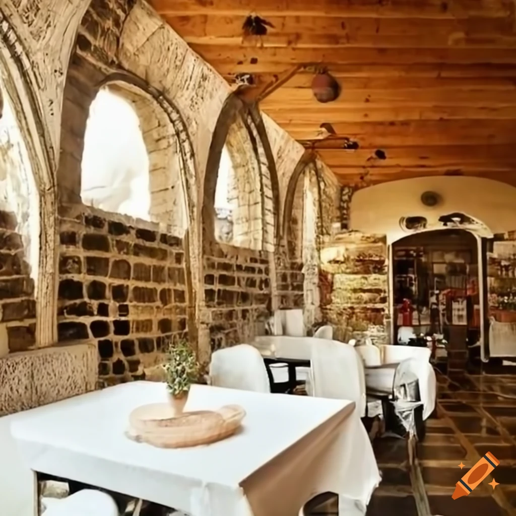 Fancy white french cafe near mountains on Craiyon