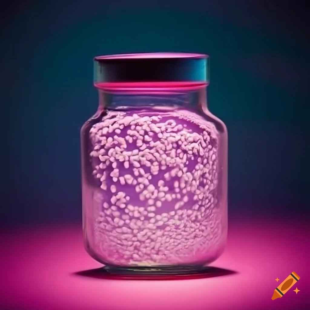 Close up of mechanical bacteria in a jar on Craiyon