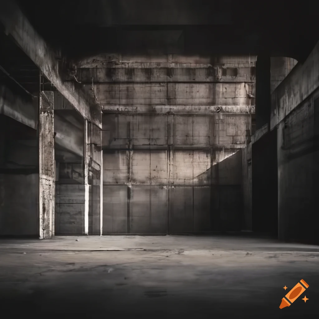 Concrete warehouse building on Craiyon