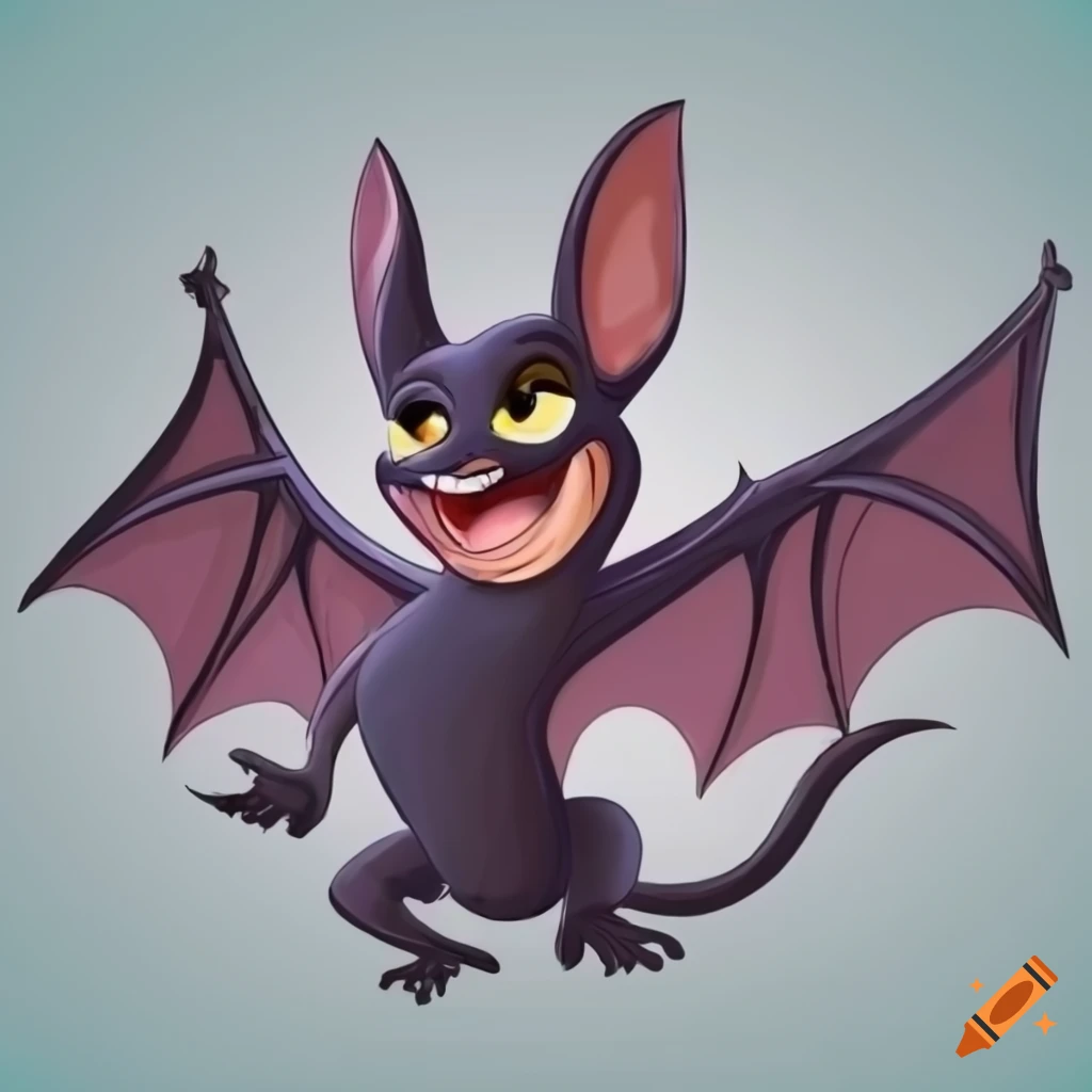 Cartoon-style bat on white background