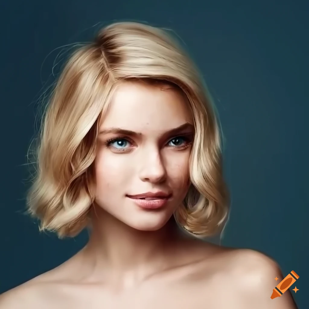 Portrait of a beautiful young woman with freckles and wavy blonde hair on Craiyon