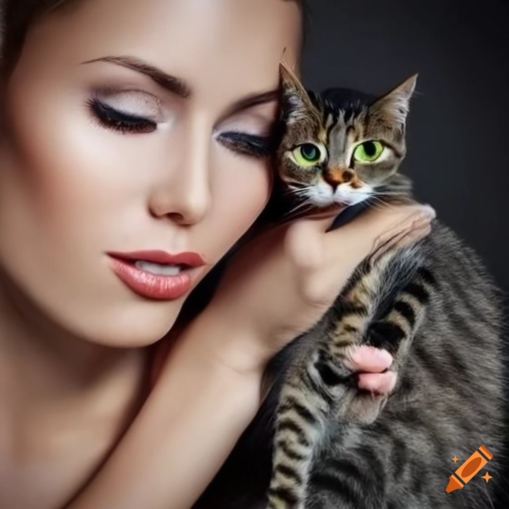 Woman with cat on Craiyon