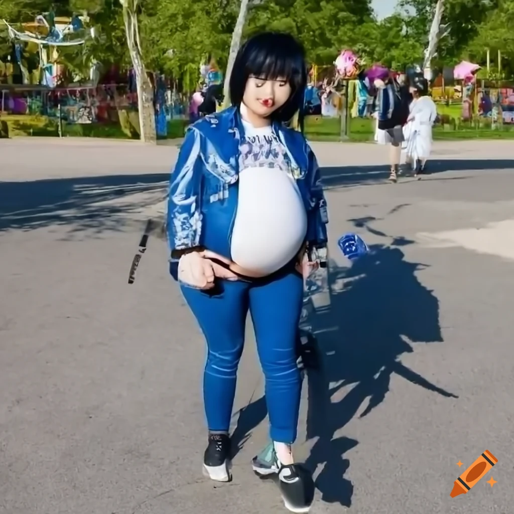 Stylish Pregnant Woman At A Theme Park On Craiyon