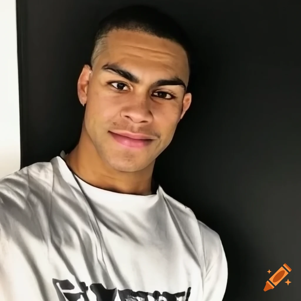 Mirror selfie of a rugged man with buzz cut hair