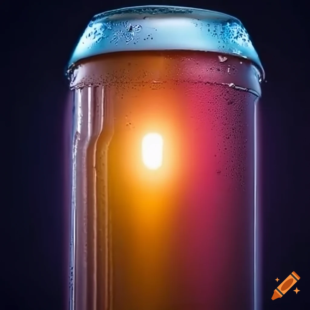 Futuristic beer can with water droplets on Craiyon