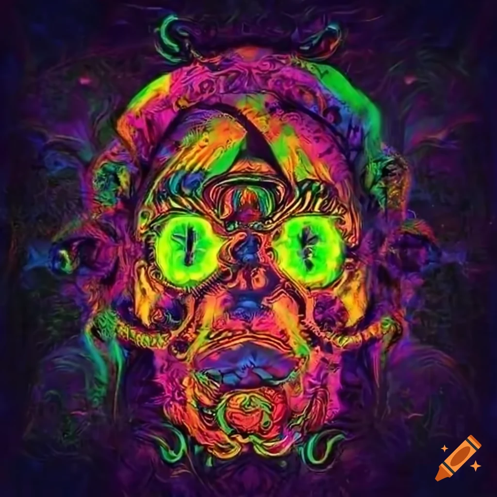 Psychedelic logo with text 'La brigade du kiff' on Craiyon