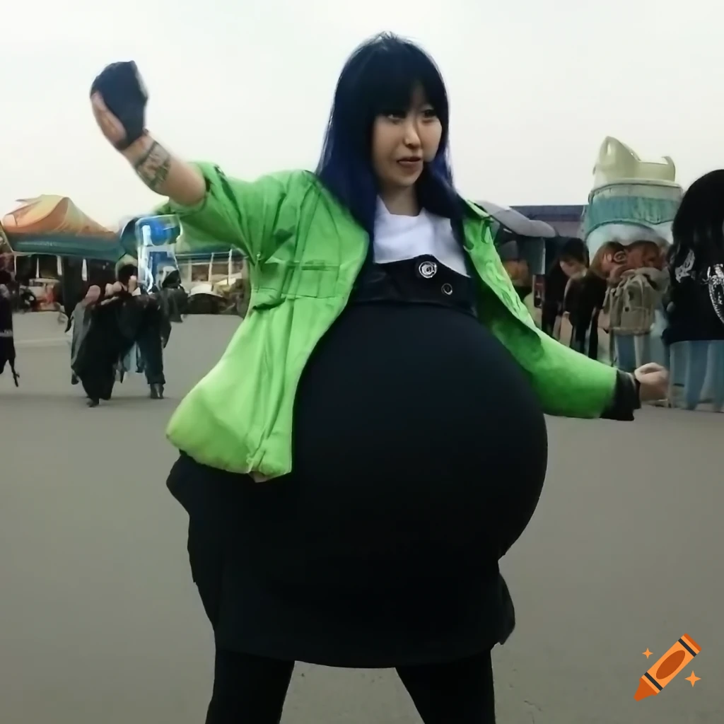 Pregnant Japanese Punk Female At Theme Park On Craiyon
