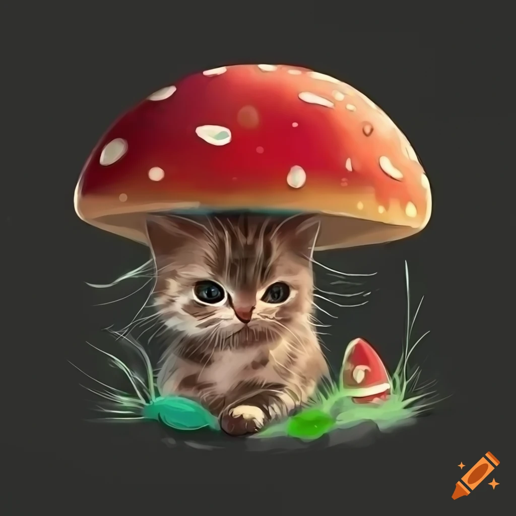 Cute chibi mushroom cat on Craiyon
