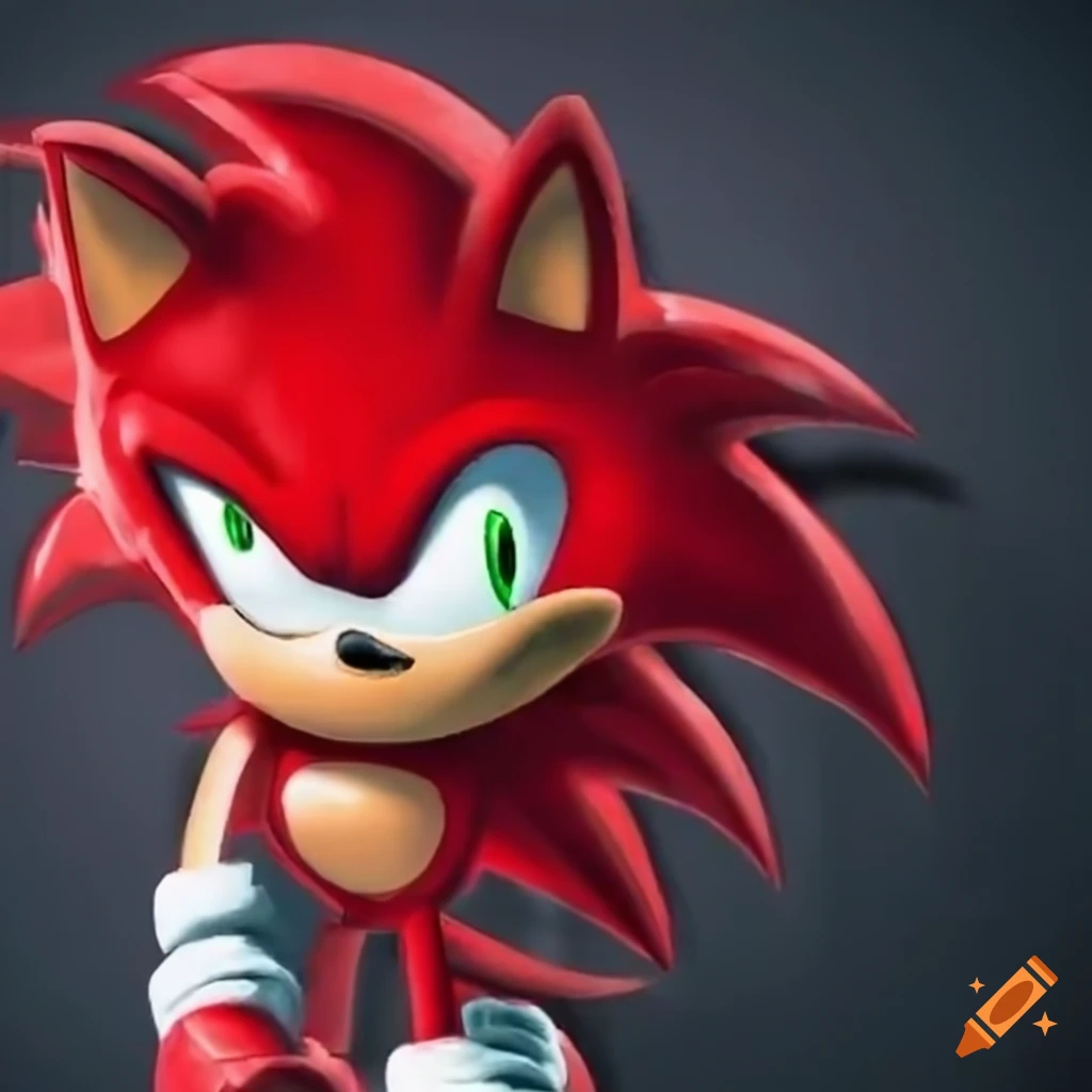 Image of a red emo sonic character on Craiyon