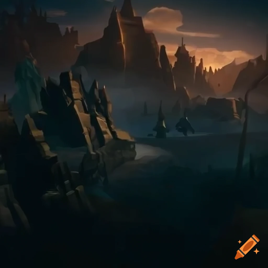 Landscape of an mmo battleground arena on Craiyon