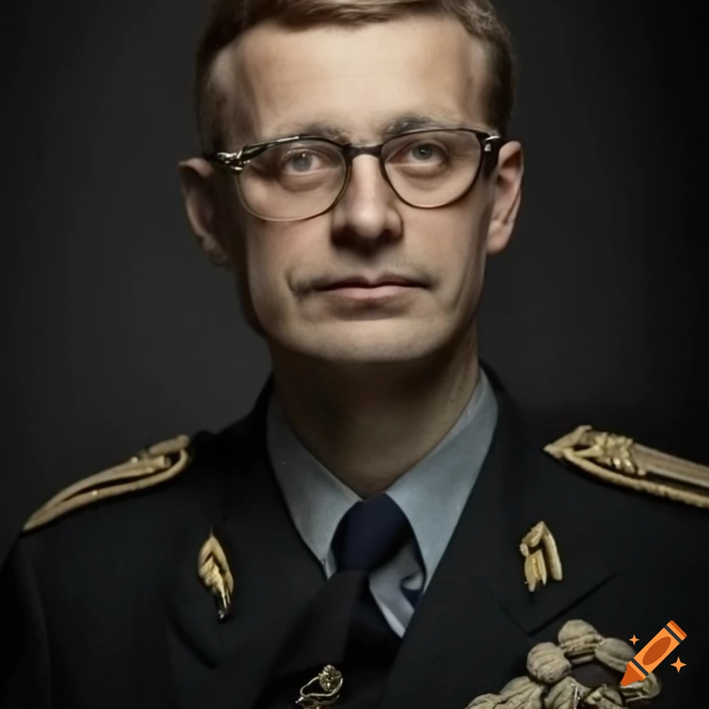 Portrait of a German politician in an officer's uniform on Craiyon