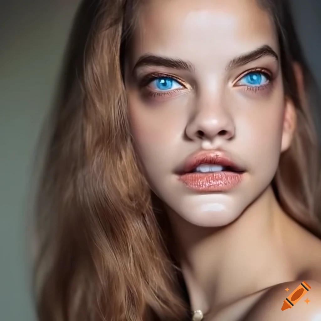 Close-up shot of a stunning young woman with soft features on Craiyon