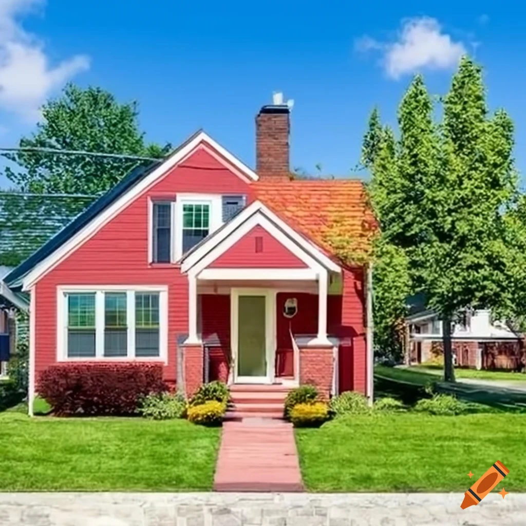 Realistic graphics of neighborhood houses under a blue sky on Craiyon