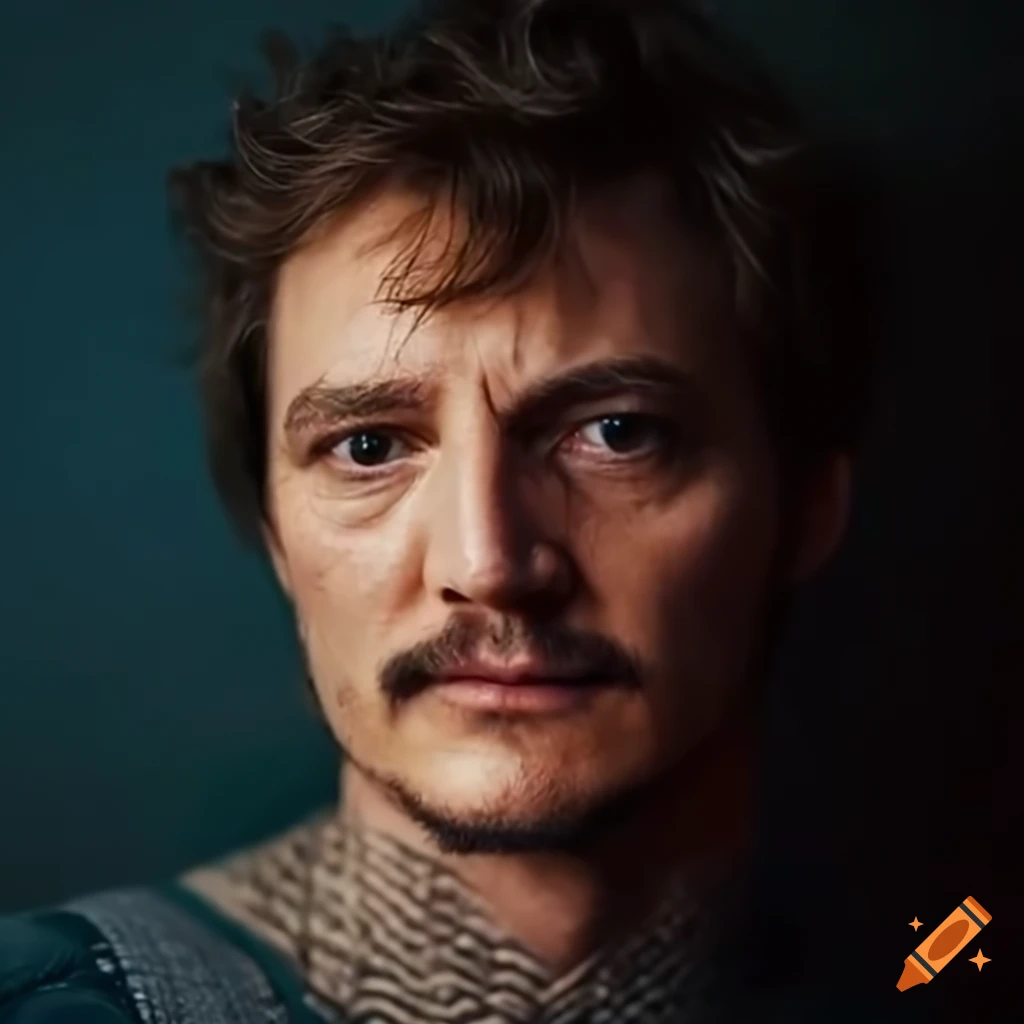 Close-up of intense gaze of pedro pascal