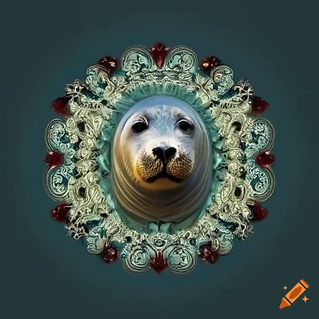 Illustration of a majestic decorated seal on Craiyon