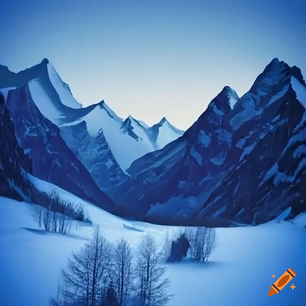 Blue alpine mountain landscape
