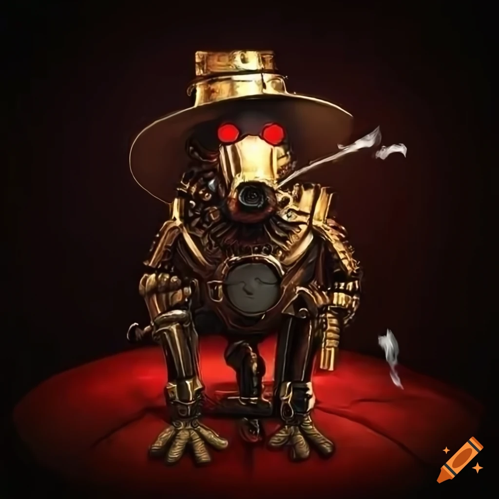 Serious robot cowboy character on Craiyon
