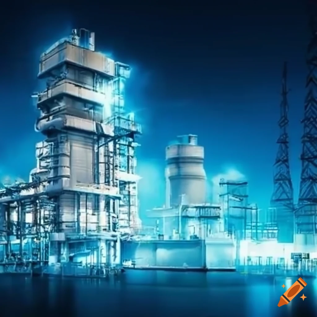 Industrial plant operation with 100% reliability for powerpoint on Craiyon