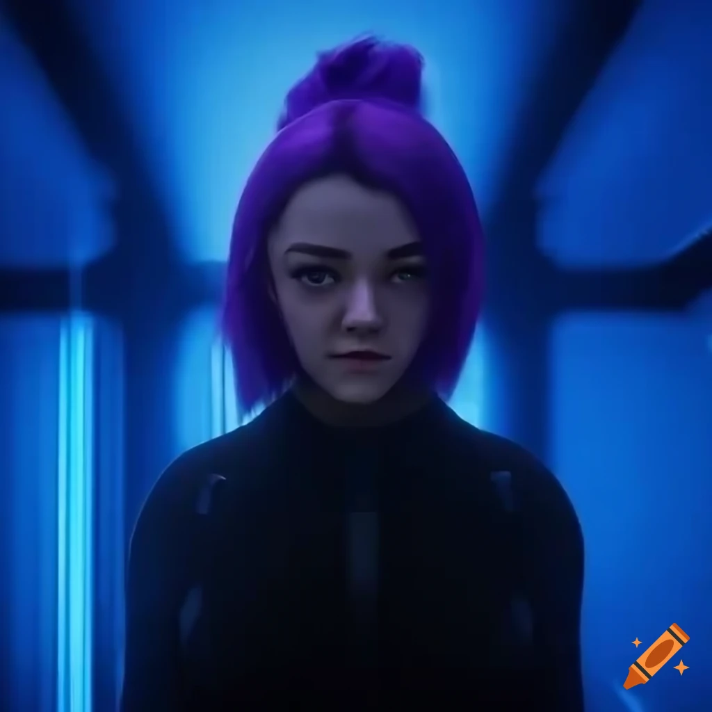 Portrait of a sad sci-fi girl in a futuristic corridor on Craiyon