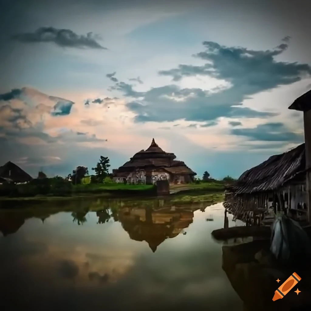 Beautiful sky over a village in java