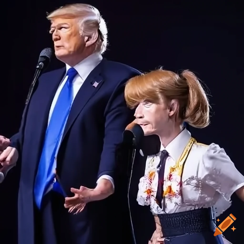 Satirical image of donald trump and elvis shaking hands on Craiyon