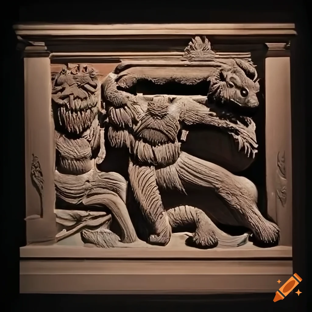 Detailed moth werewolf carving in high-definition