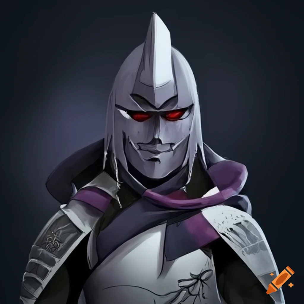 Character fusion of Musashi and Orochimaru in German knight armor on Craiyon