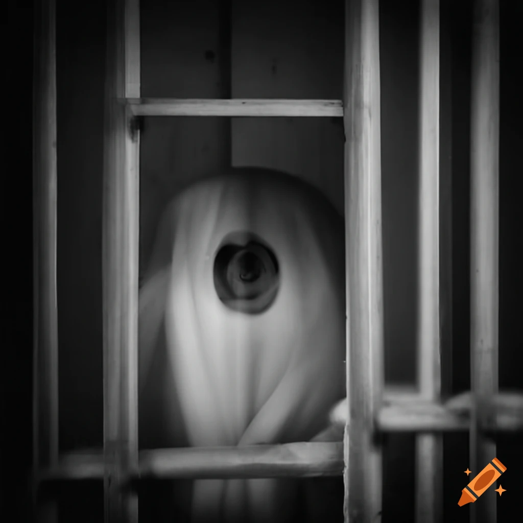 Spooky ghost in a prison cell on Craiyon