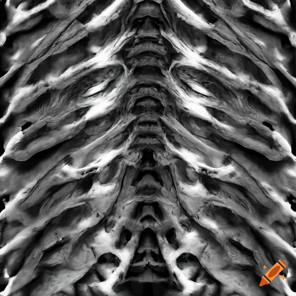 Seamless black and white alpha map biomechanical rib texture on Craiyon