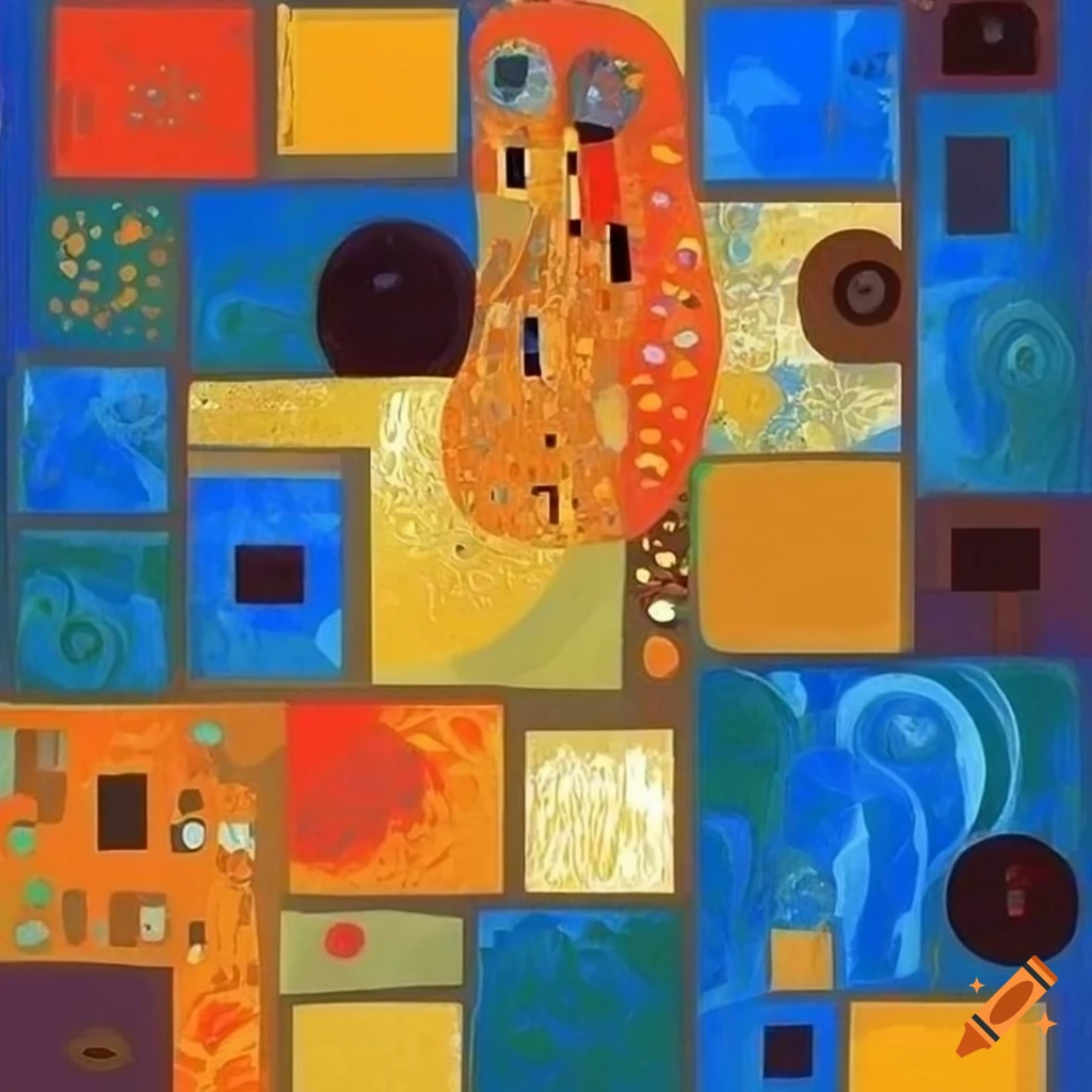 Blue squares abstract art composition on Craiyon