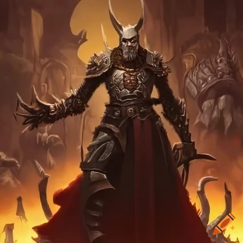 Warrior warlock leading an army of spectral beasts on Craiyon