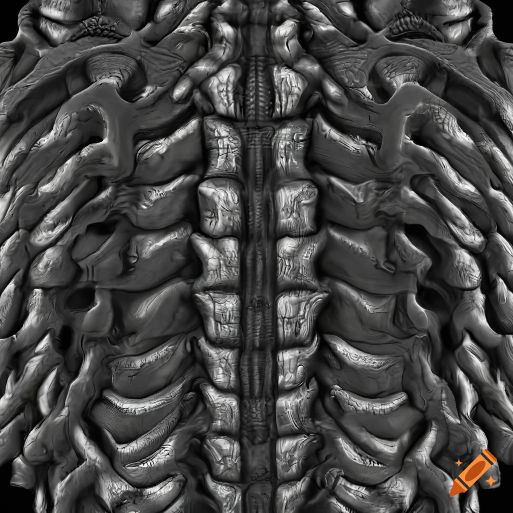 Seamless black and white biomechanical rib texture on Craiyon