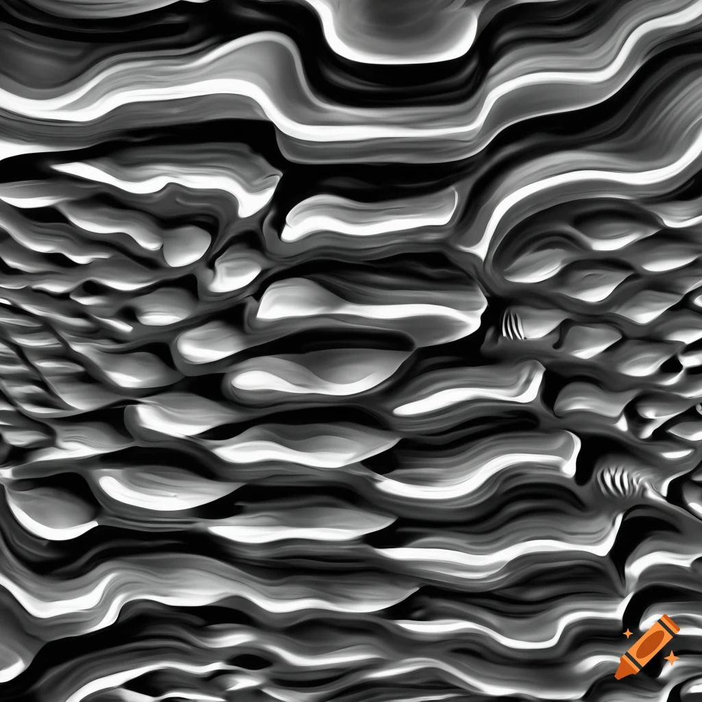 Abstract biomechanical rib texture in black and white on Craiyon