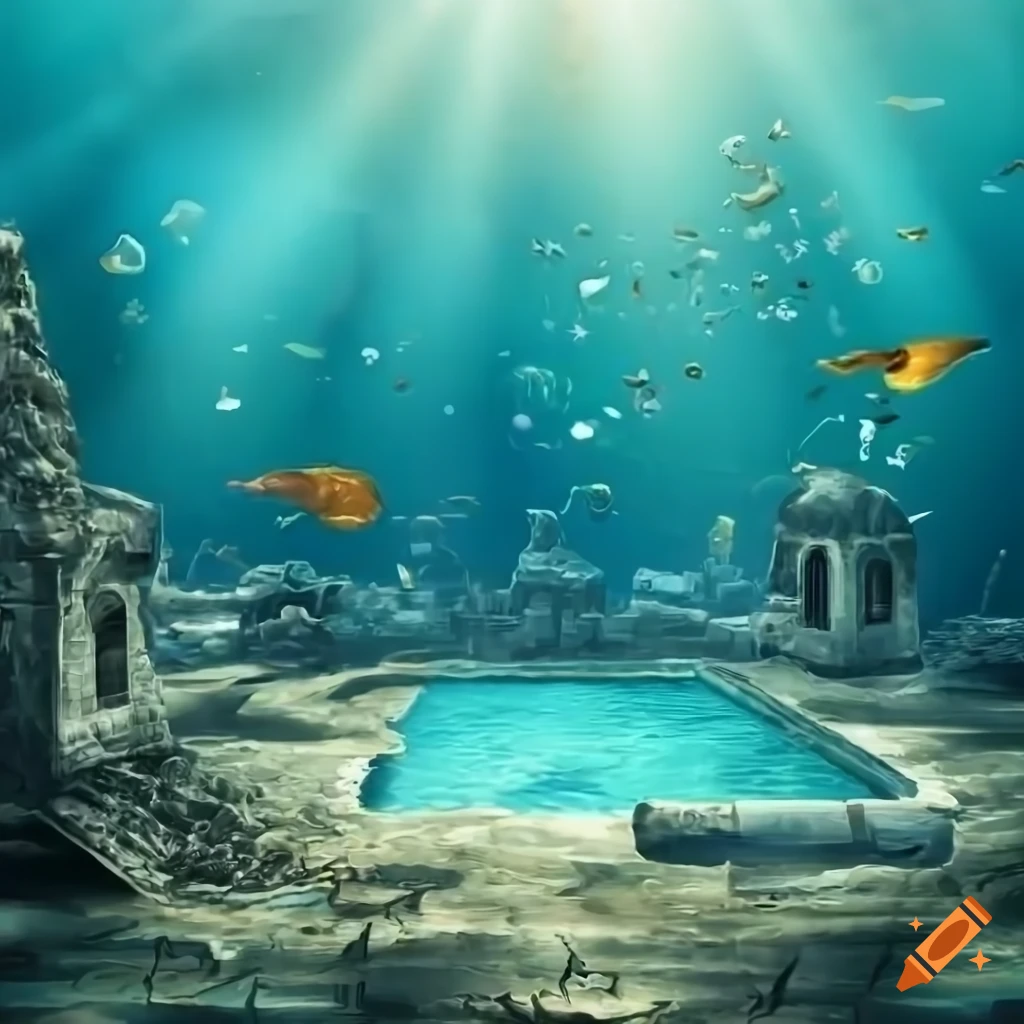 Modern ruins with underwater tunnels in a dreamy post-apocalyptic ...