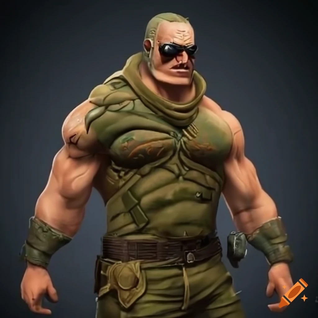 Muscular army man in uniform on Craiyon