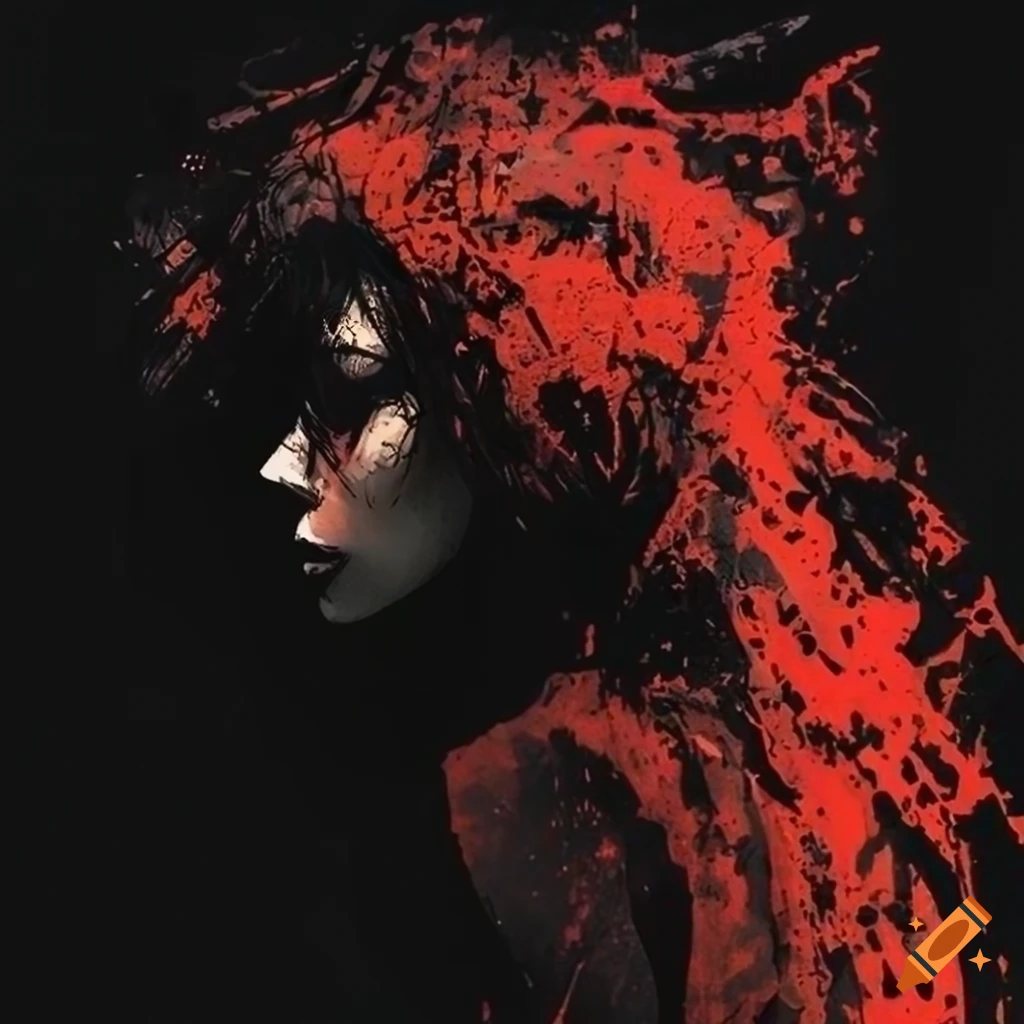 Splatter art in auburn and black tones