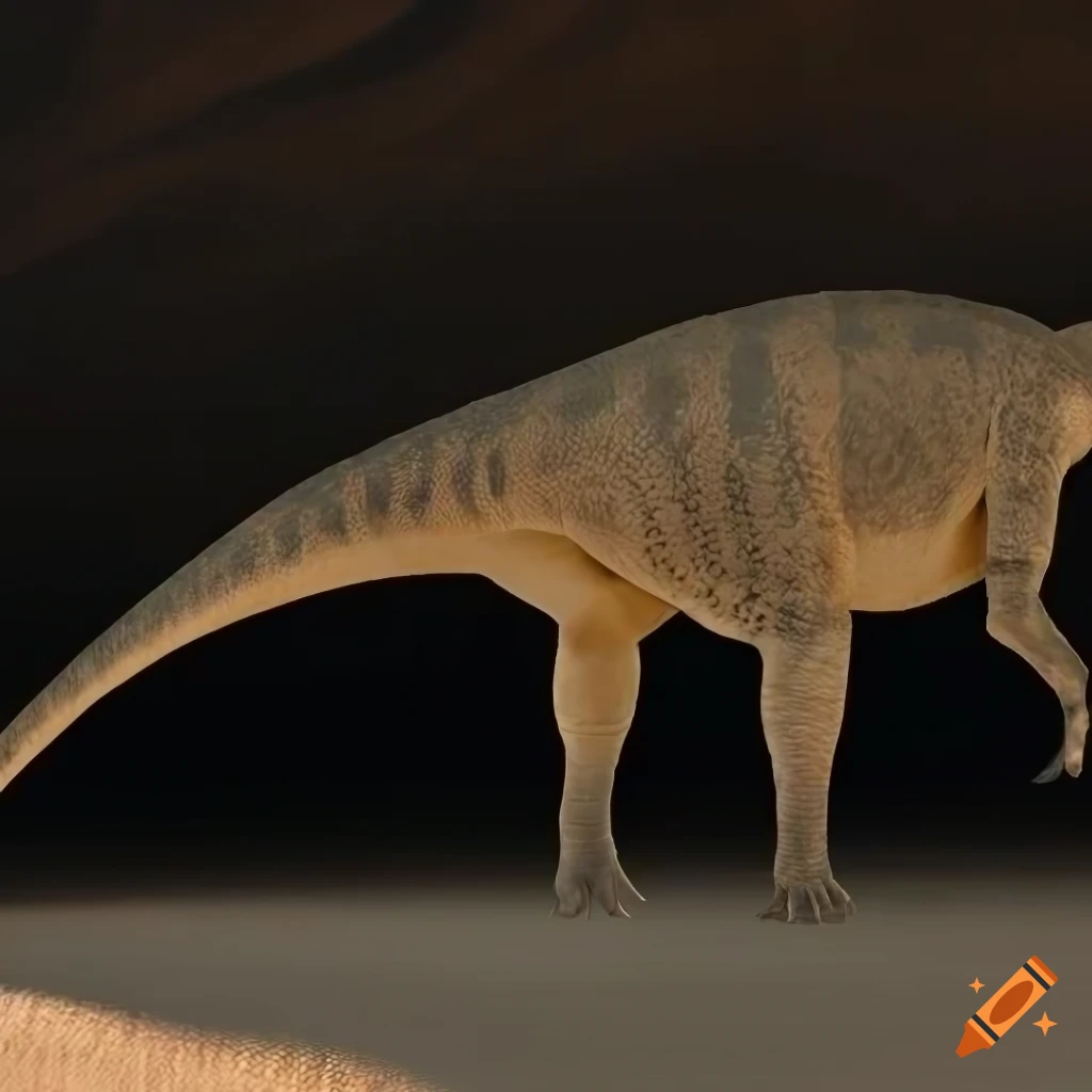 Colorful hadrosaurus dinosaur in warm morning light on Craiyon