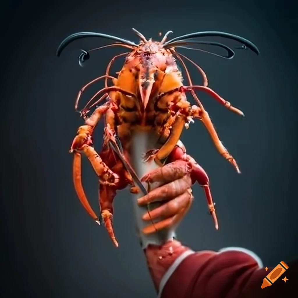 Eccentric man and lobster dressed as hippies on Craiyon